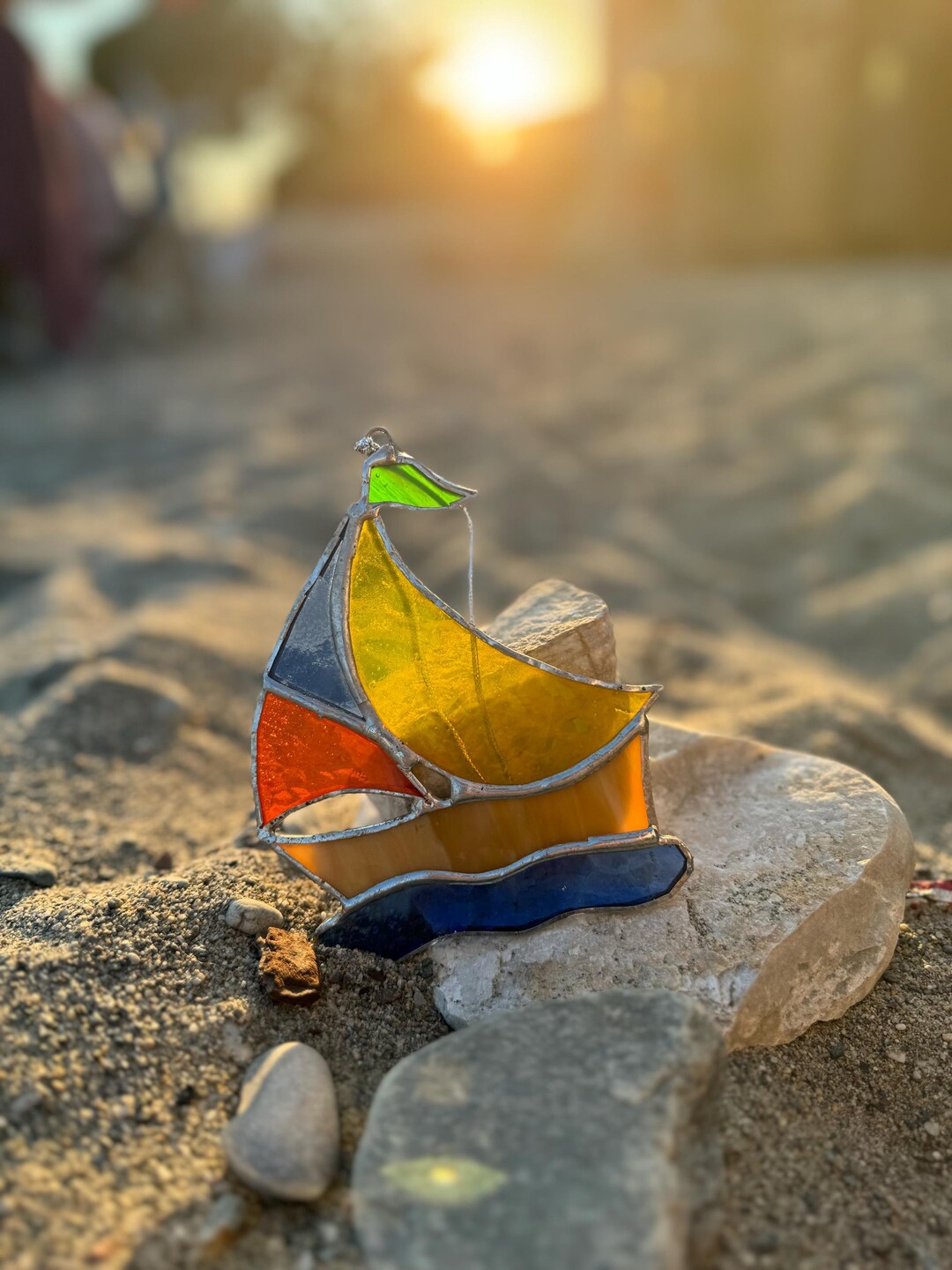 Stained Glass Suncatcher Sailing Ship, Window Wall Decoration, Sailing ...