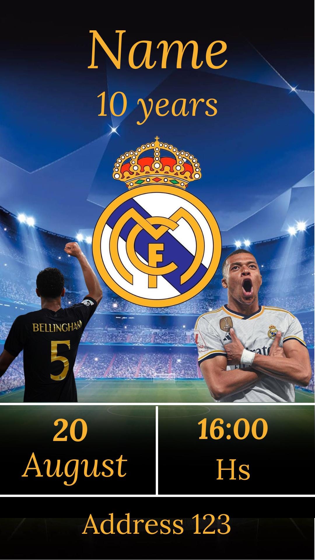 Invitación de cumpleaños Real Madrid - Etsy México