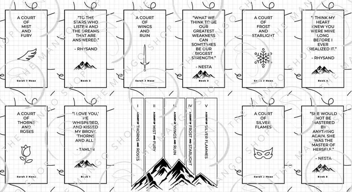ACOTAR - Full Series Bookbinding Cover Design PNG Files - A Court of ...