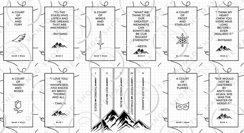ACOTAR - Full Series Bookbinding Cover Design PNG Files - A Court of ...