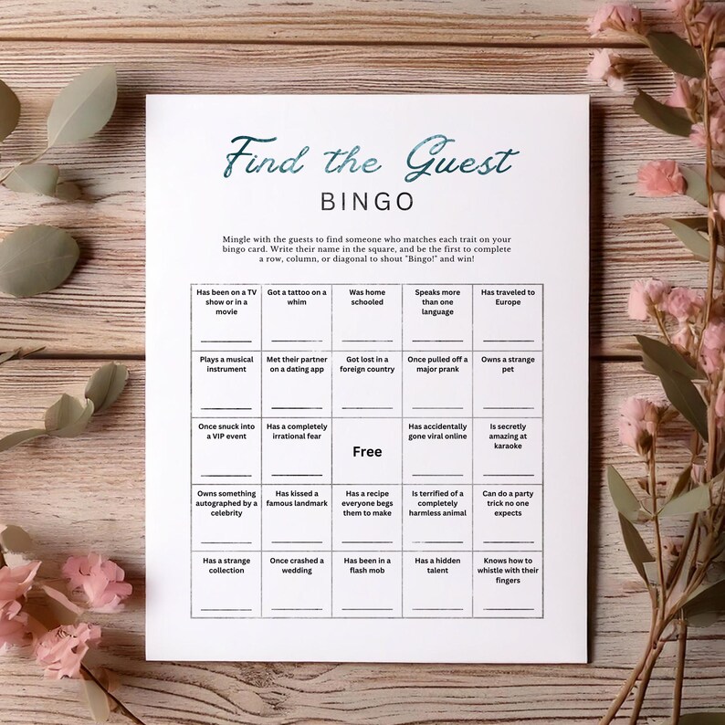 Find the Guest Bingo Canva Template | Get to Know You Wedding, Shower ...