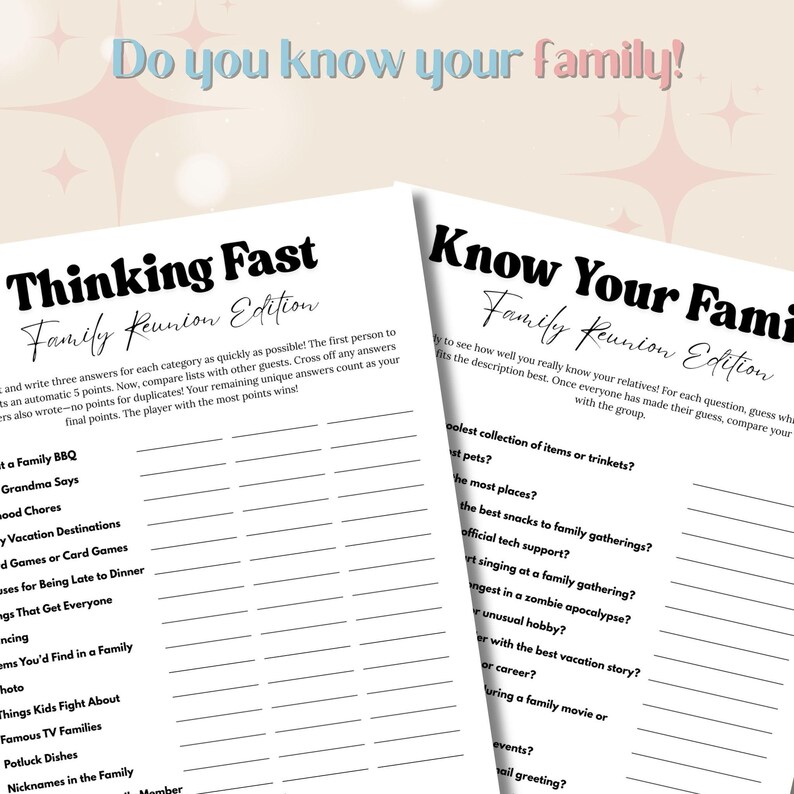 Family Reunion Games, Set of 9 Family Edition Ice Breaker Games for ...