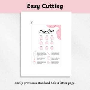 Cake Care and Cutting Guide Printable, 5x7 Bakery Instruction Card PDF ...