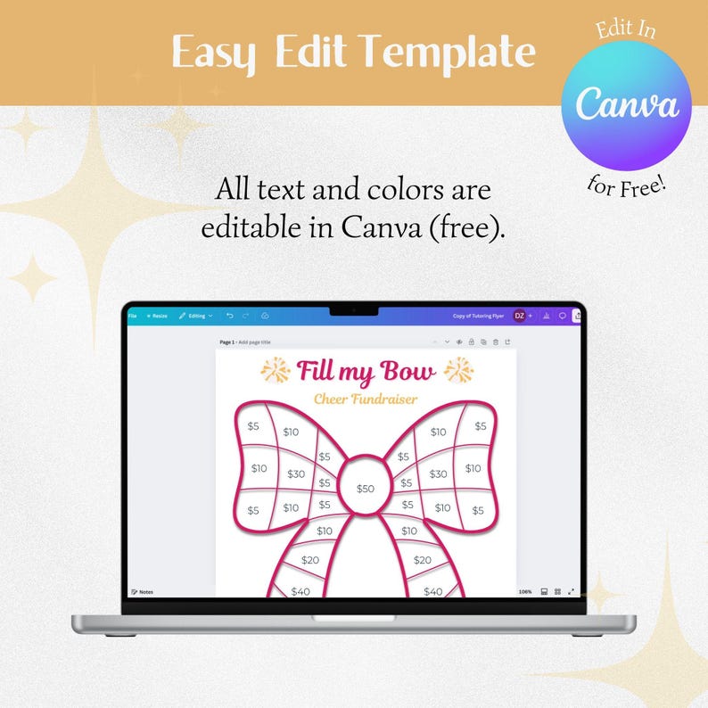 Cheer Fundraiser Template | Fill My Bow Editable Flyer for Donations ...