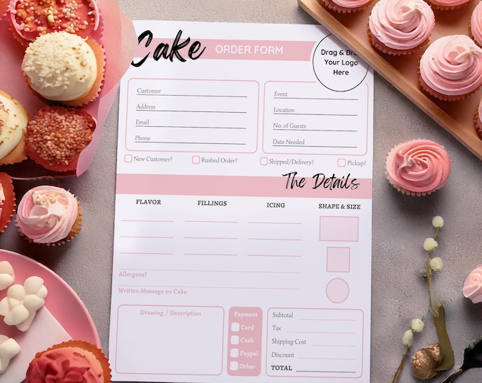 Cake Order Form Template, Bakery Order Form, Canva Template, Digital ...
