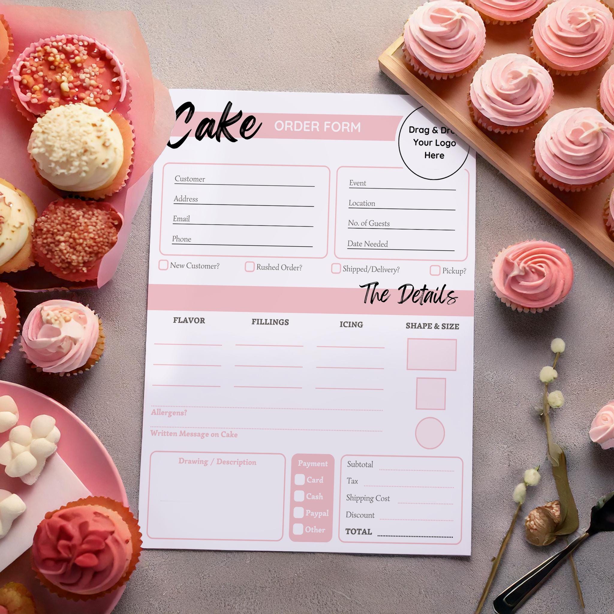 Cake Order Form Template, Bakery Order Form, Canva Template, Digital ...