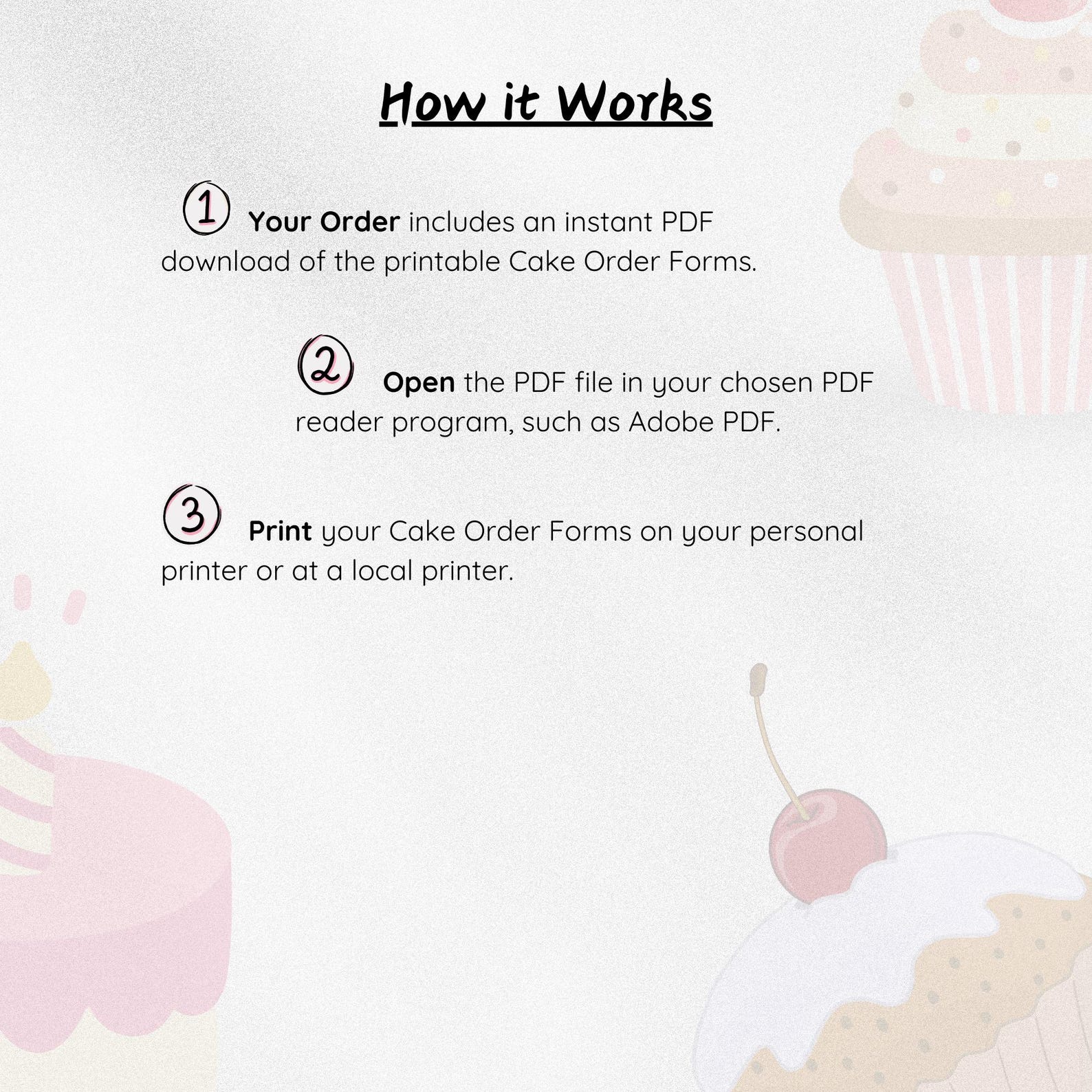 Cake Order Form Printable, Bakery Order Form, Digital Download ...