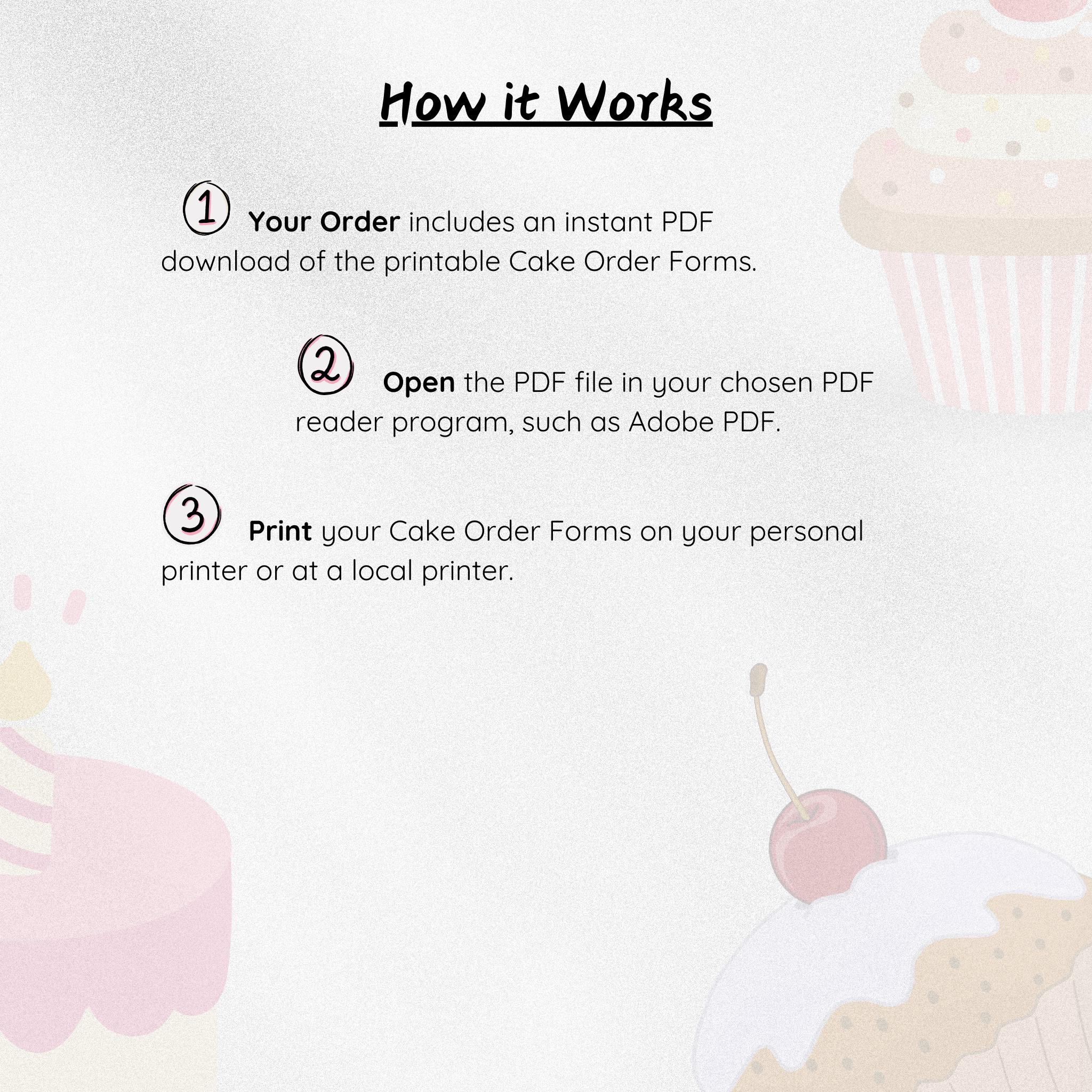 Cake Order Form Printable, Bakery Order Form, Digital Download ...