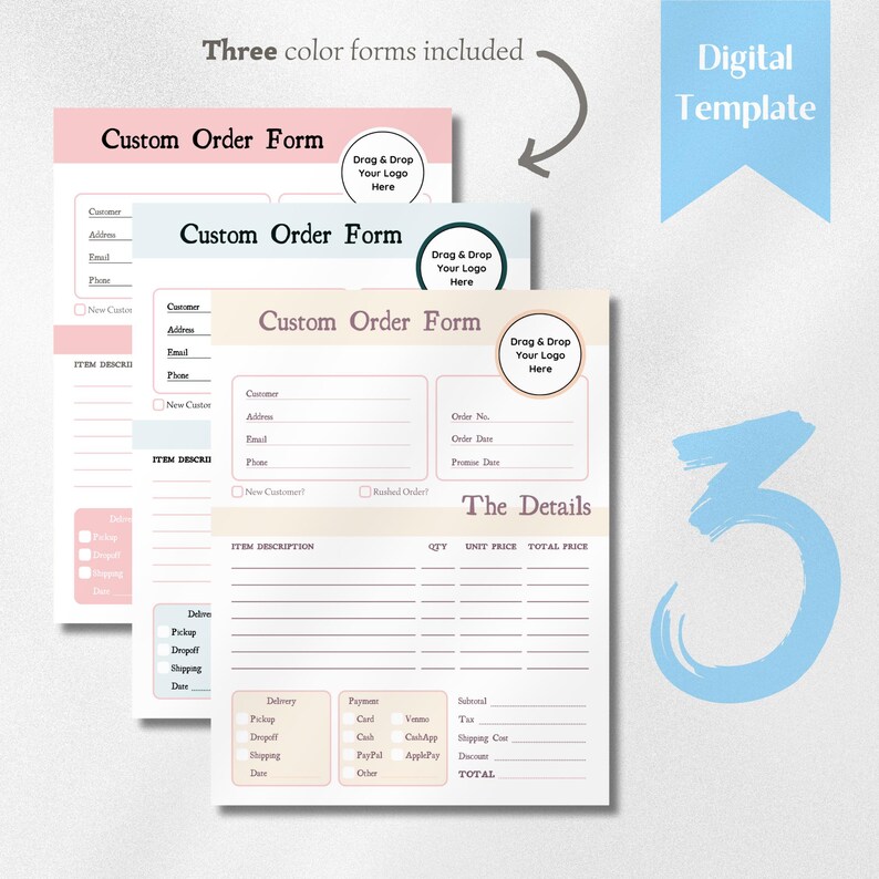 Custom Order Form Template, Printable Tools for Small Business, Canva ...