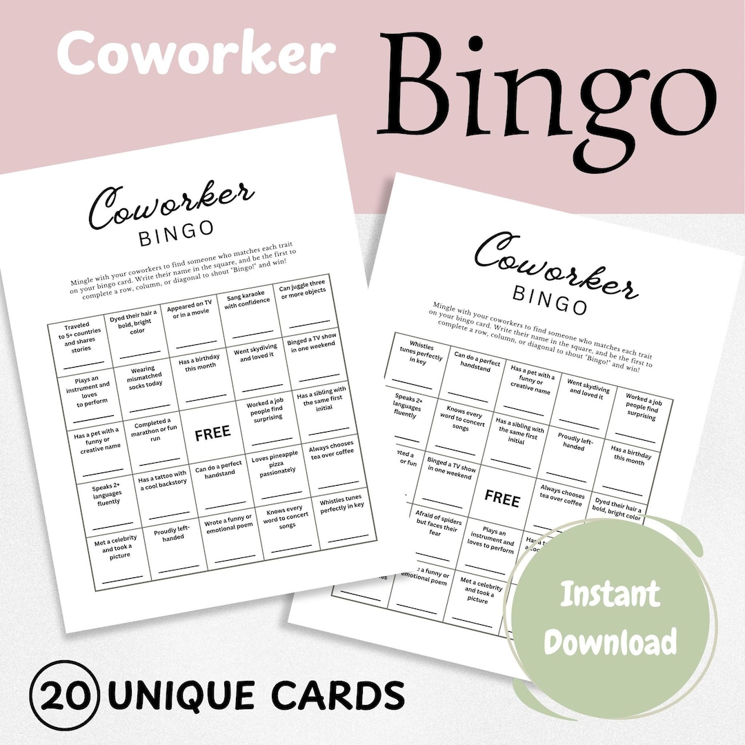 Coworker Bingo | Team Building Icebreaker Game (PDF) - Etsy