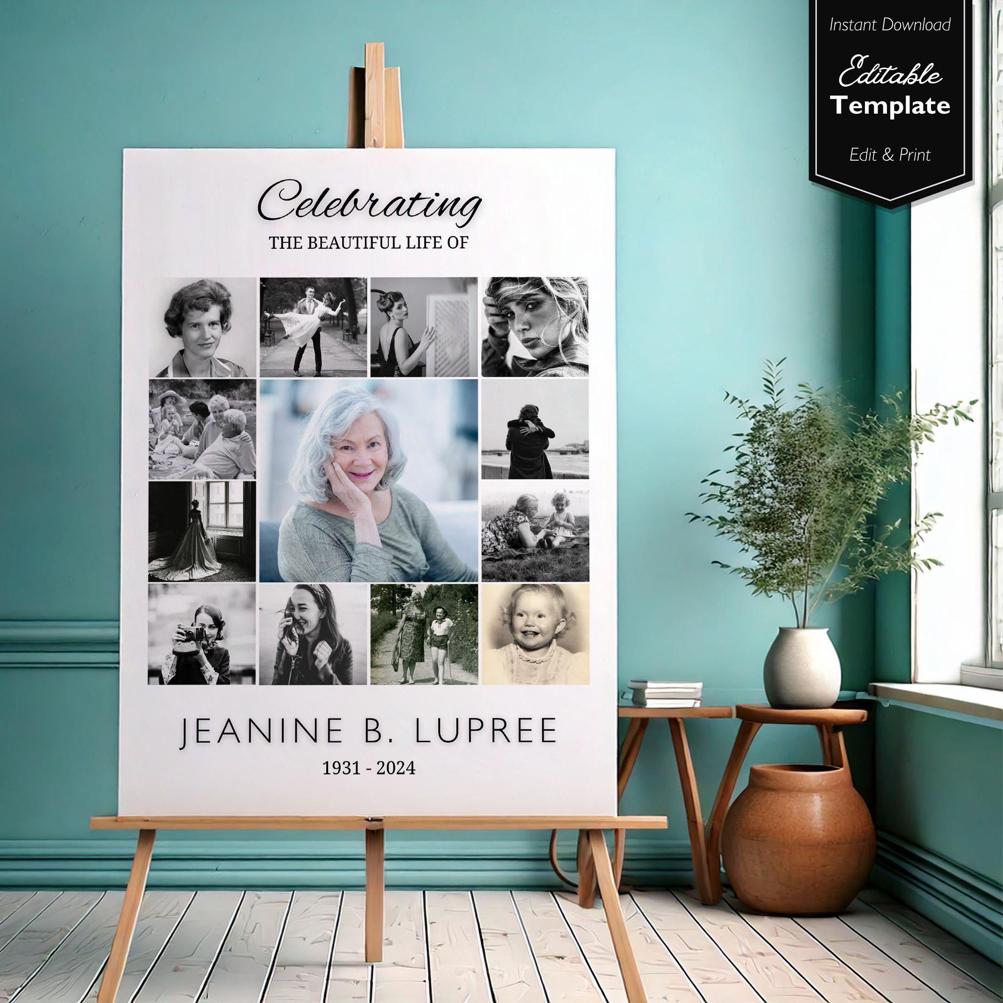 Funeral Photo Collage Template | Funeral Welcome Sign Poster | Set of 5 ...
