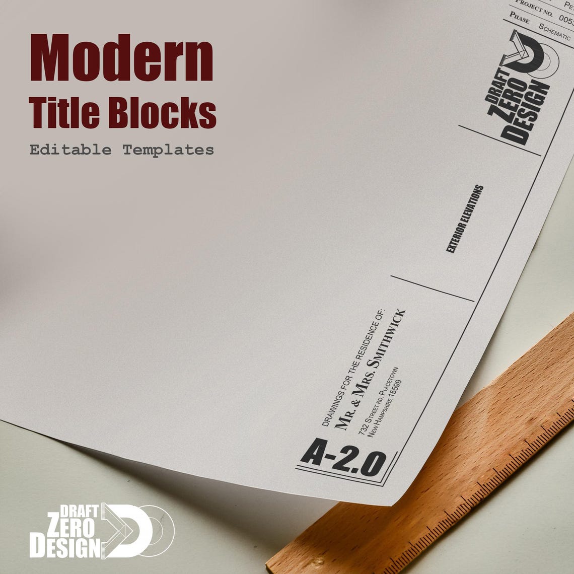 Architect Title Block Template, Modern Style | Autocad Editable Title ...