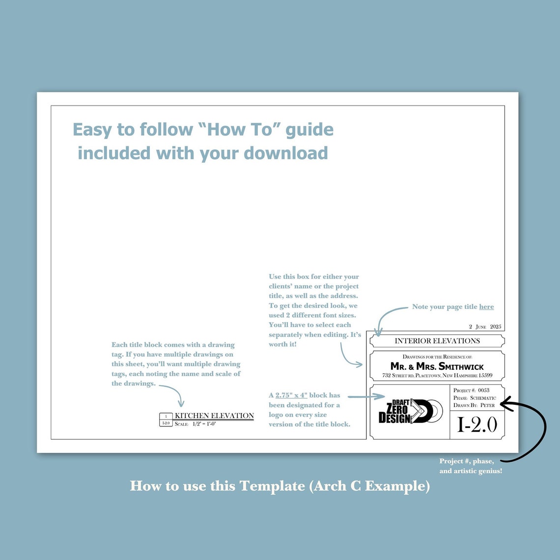 Architectural Title Block Template, Classic Corner Style | Autocad ...