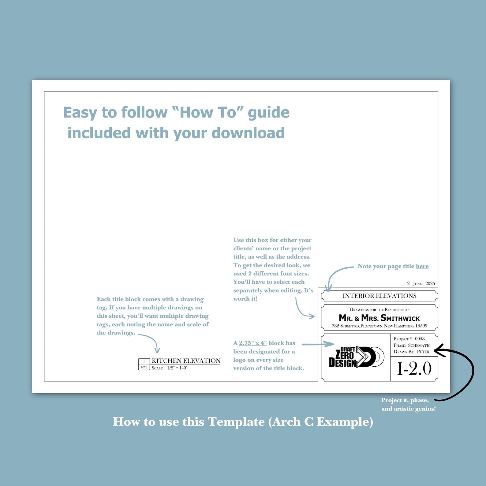 Architectural Title Block Template, Classic Corner Style | Autocad ...