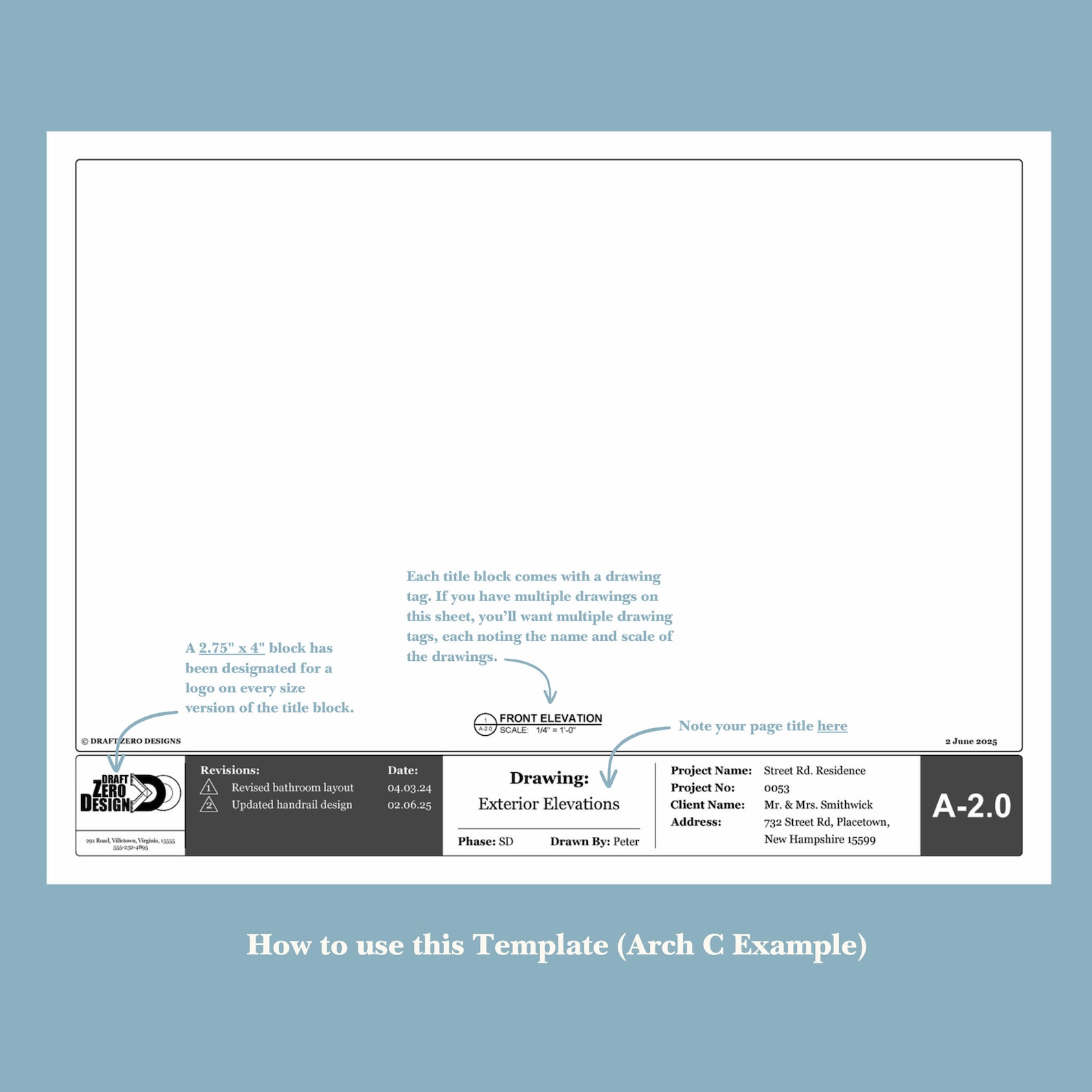 Architect Title Block Template, Modern CAD Drawing Border for Autocad ...