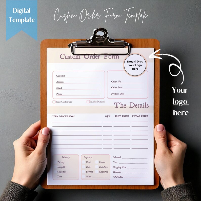 Custom Order Form Template, Printable Tools for Small Business, Canva ...