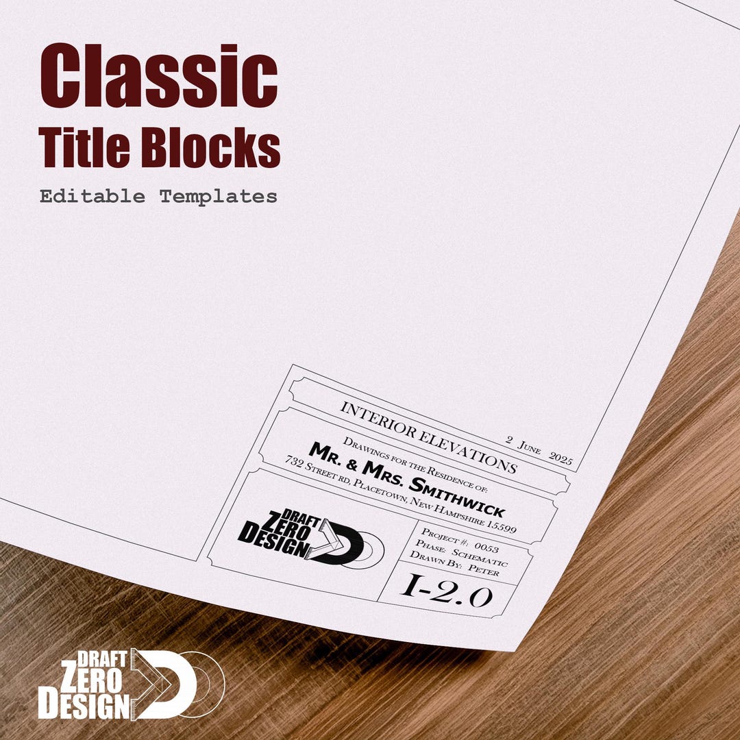 Architectural Title Block Template, Classic Corner Style | Autocad ... Architectural Title Block Template, Classic Corner Style | Autocad ...
