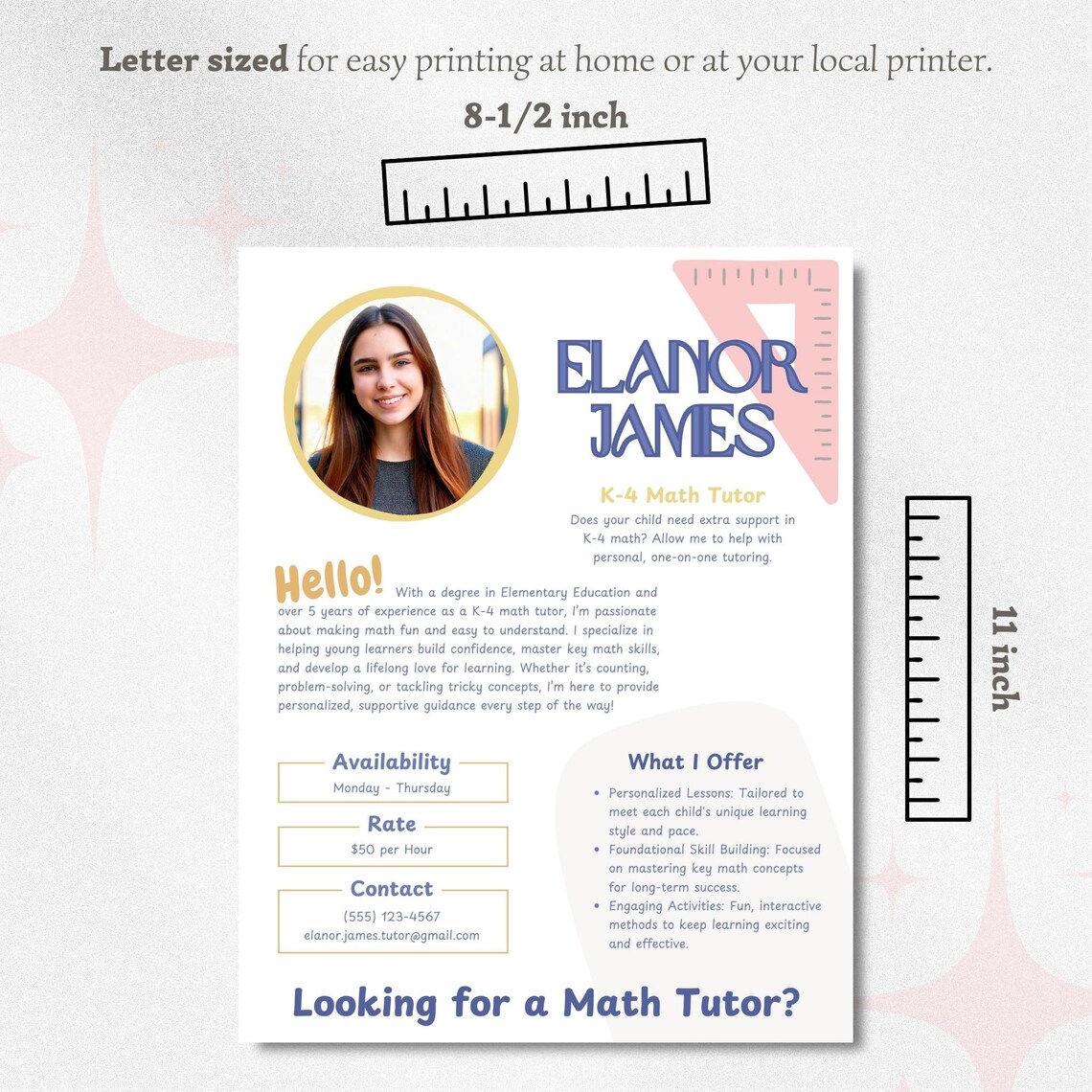 Tutoring Flyer Editable Template | Elementary Summer Tutor Poster ...