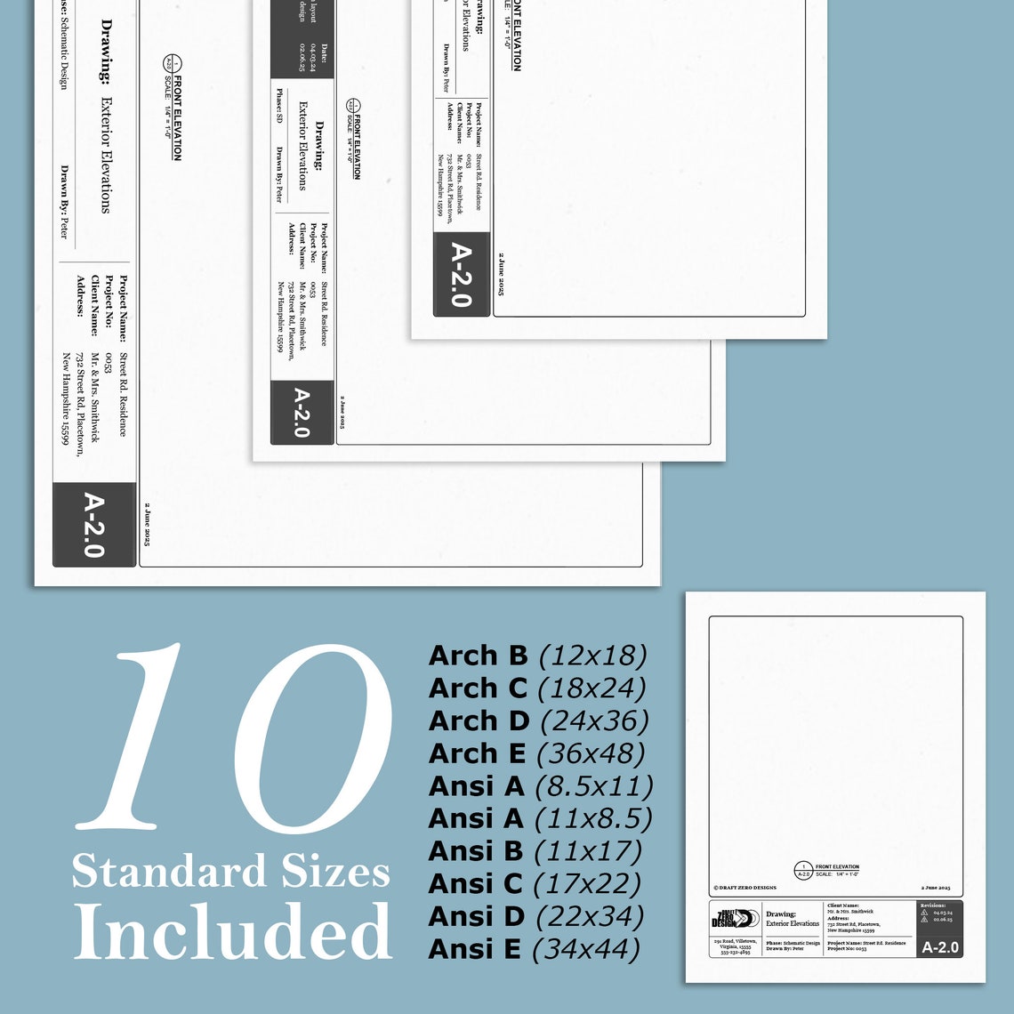 Architect Title Block Template, Modern CAD Drawing Border for Autocad ...