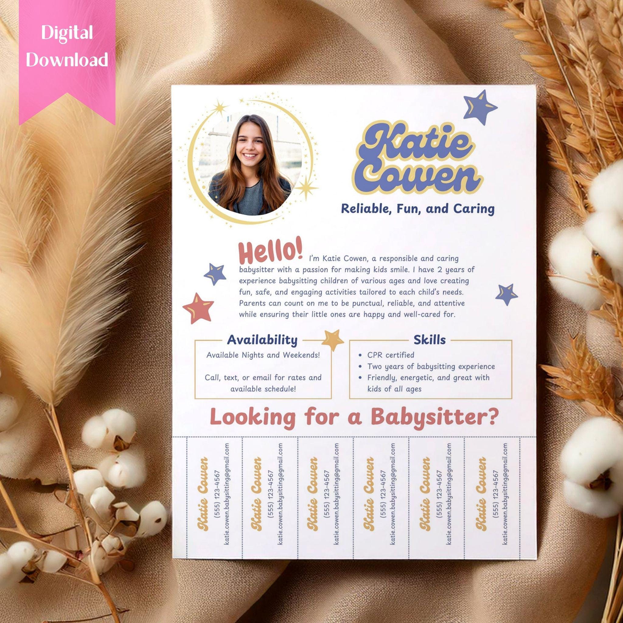 Babysitting Flyer Editable Template Childcare Services Community ...