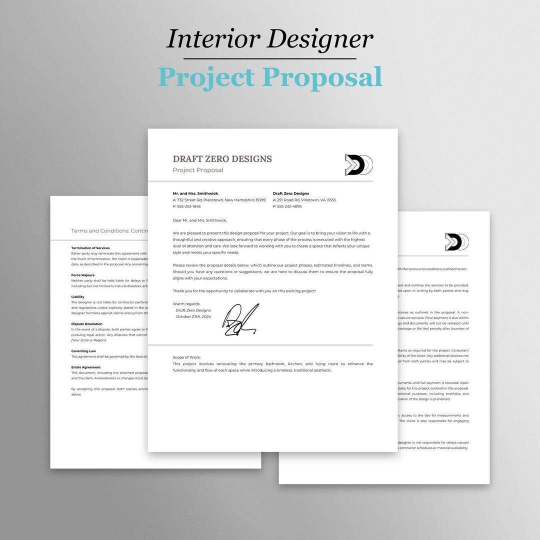 Proposal Template, Interior Designer New Project Business Form ...