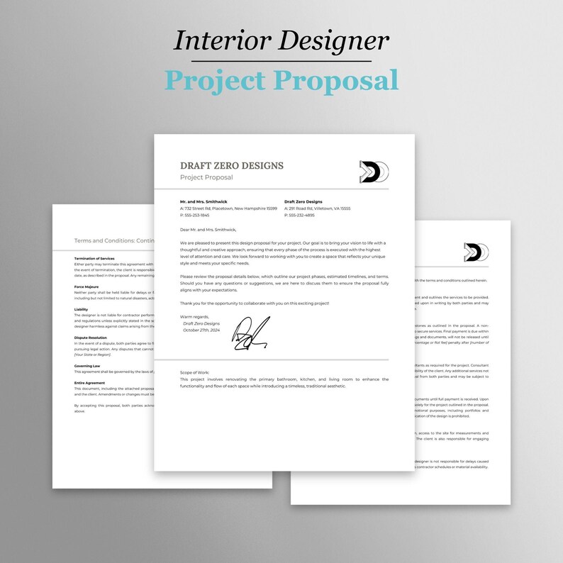 Proposal Template, Interior Designer New Project Business Form ...