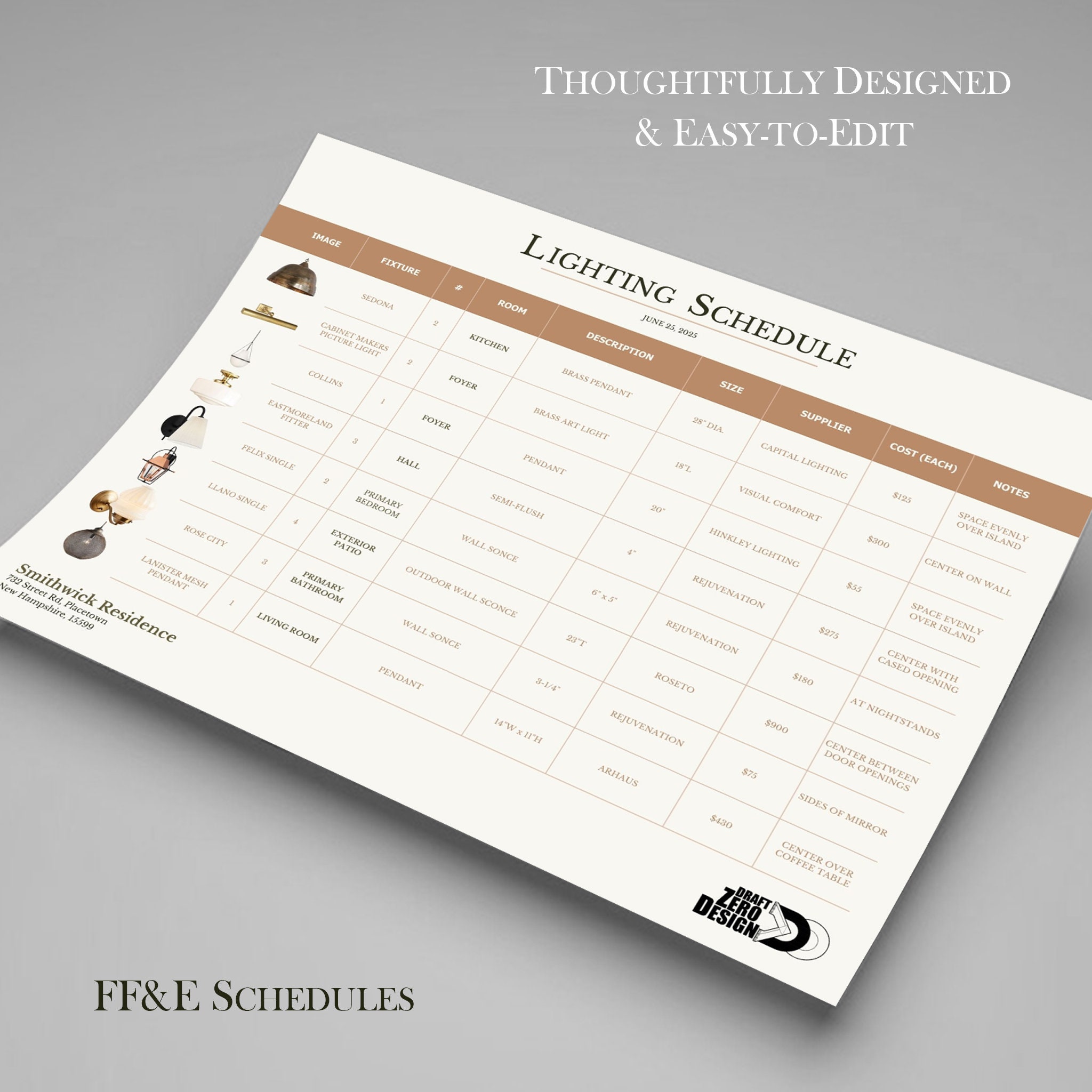 FF&E Schedules Template Bundle | Interior Designer Templates | Finish ...