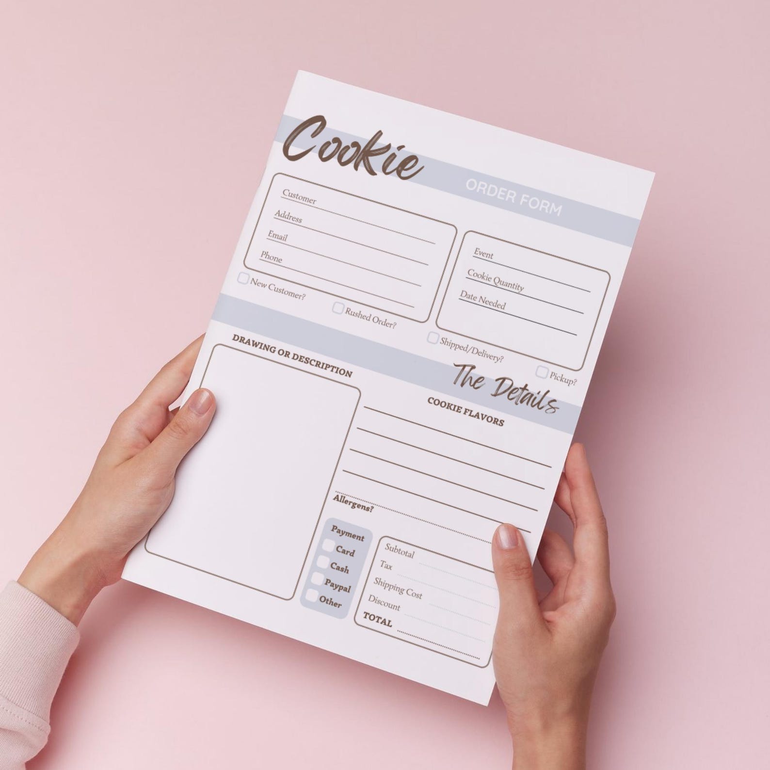 Bakery Cookie Order Form, Small Business Printable (digital Download ...