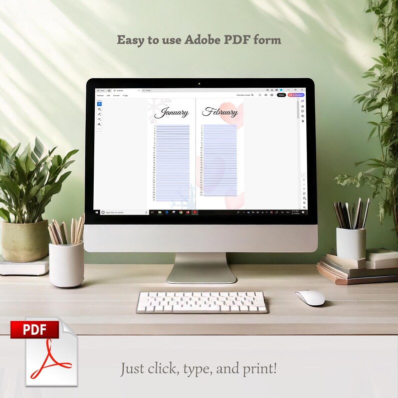Perpetual Calendar Watercolor Printable | Events Tracker for Birthdays ...