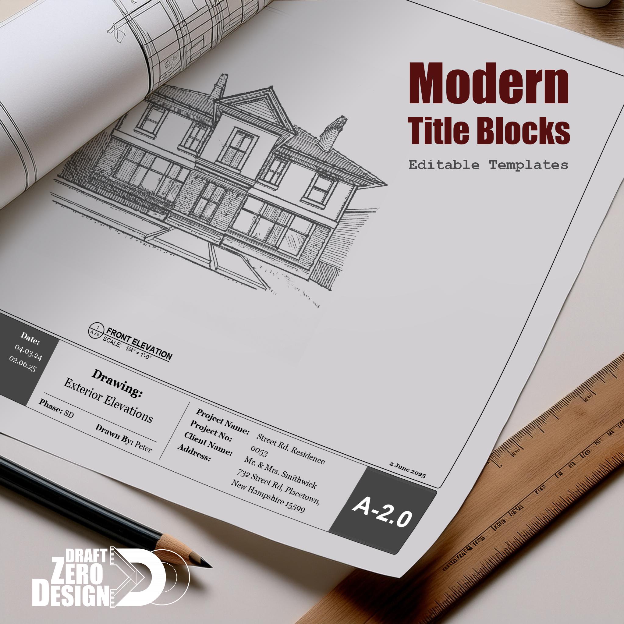 Architect Title Block Template, Modern CAD Drawing Border for Autocad ...