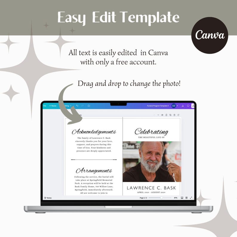 Minimalist Funeral Program Template | Celebration of Life, Obituary ...