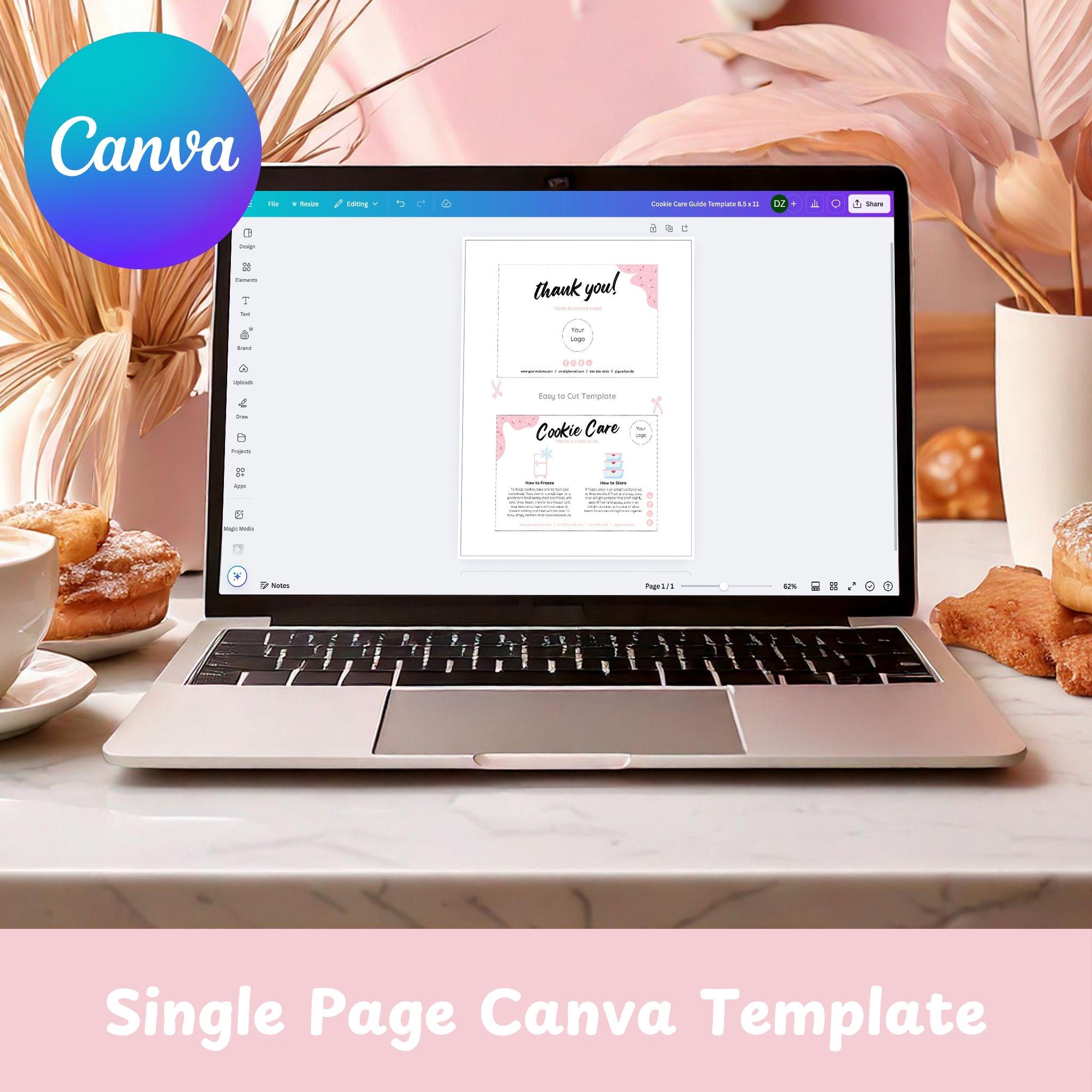 Cookie Care Card Template, Storing Guide, Bakery Business Instantly ...