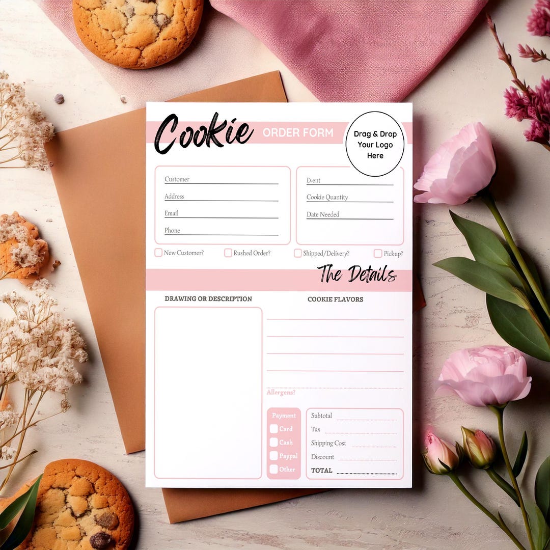 Bakery Cookie Order Form Template, Editable Canva Design (digital ...