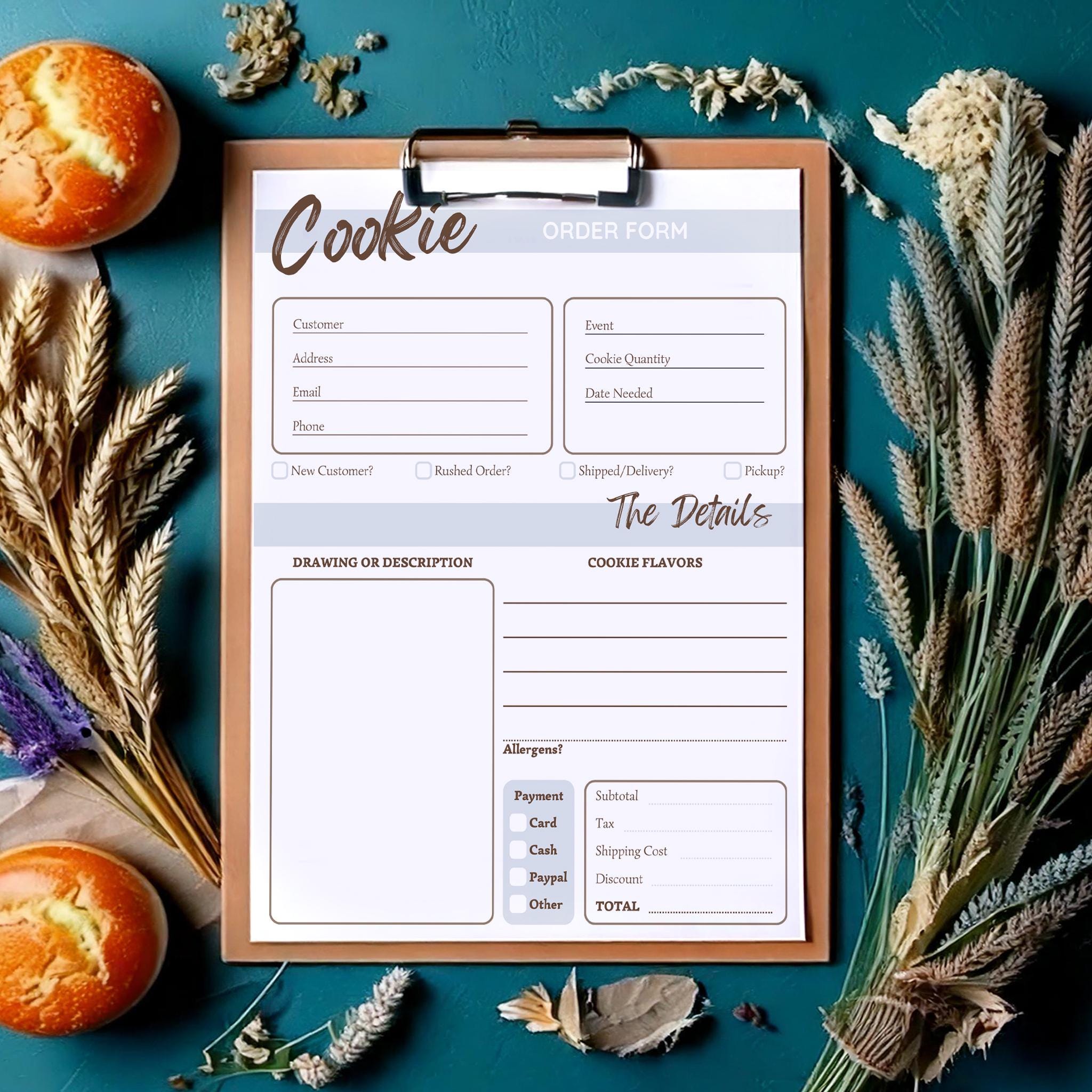 Cookie Order Form Printable, Bakery Order Form, Digital Download ...