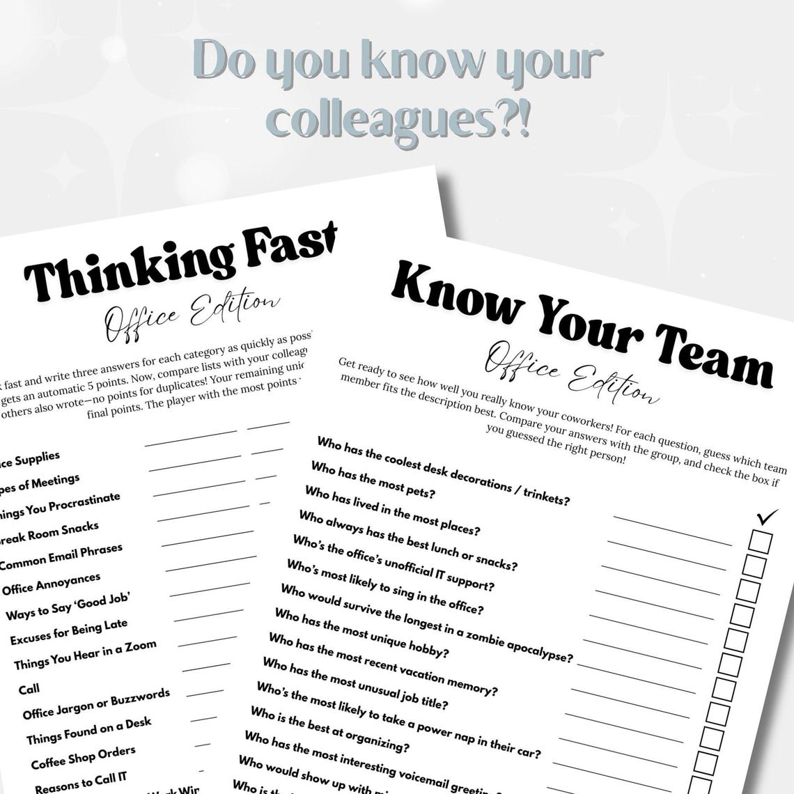 Team Building Games, Set of 9 Office Edition Ice Breaker Games for ...