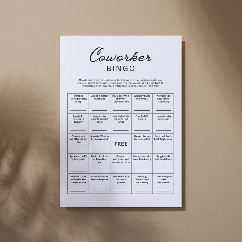 Coworker Bingo | Team Building Icebreaker Game (PDF) - Etsy