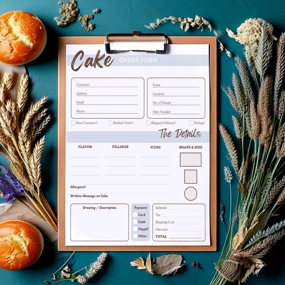 Cake Order Form Printable, Bakery Order Form, Digital Download ...