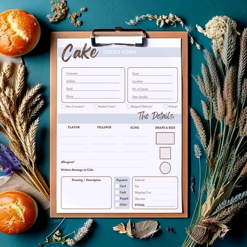 Cake Order Form Printable, Bakery Order Form, Digital Download ...