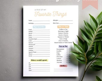 Getting to Know Me | My Favorite Things List | Employee Favorites Team ...