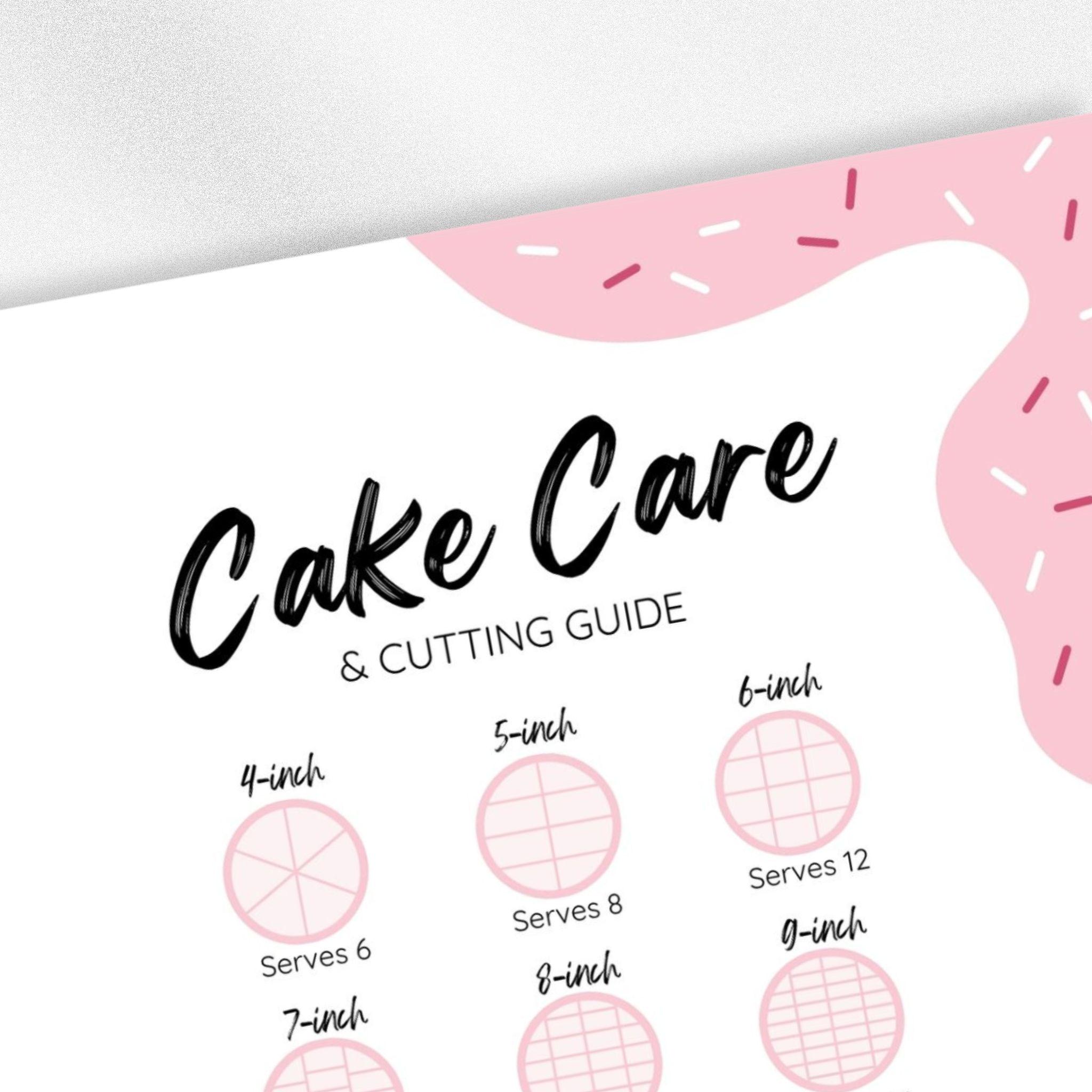 Cake Care and Cutting Guide Printable, 5x7 Bakery Instruction Card PDF ...