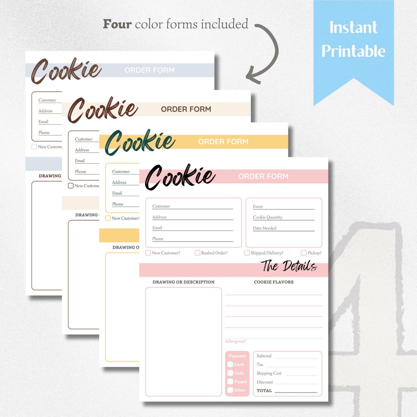 Cookie Order Form Printable, Bakery Order Form, Digital Download ...
