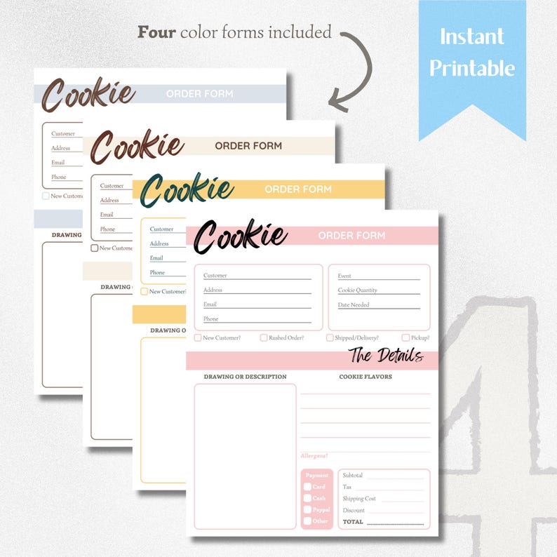 Cookie Order Form Printable, Bakery Order Form, Digital Download ...