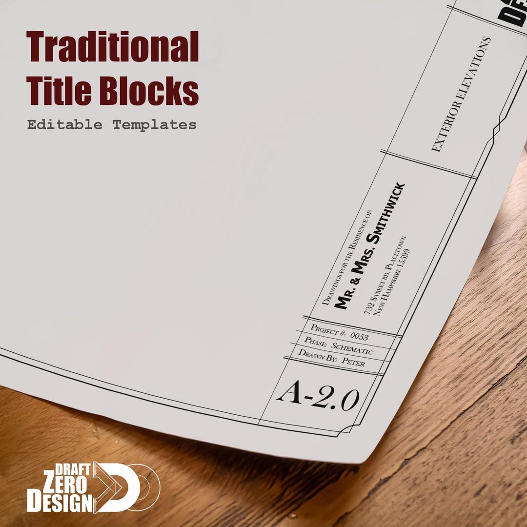 Title Block CAD Template for Interior Designers and Architects | Editable Instant Download ...