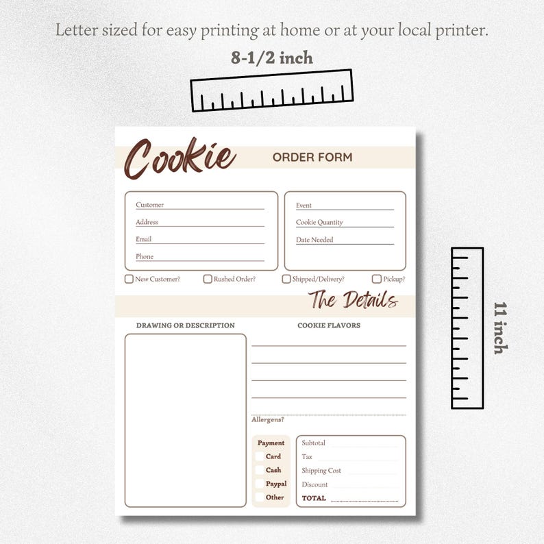 Cookie Order Form Printable, Bakery Order Form, Digital Download ...