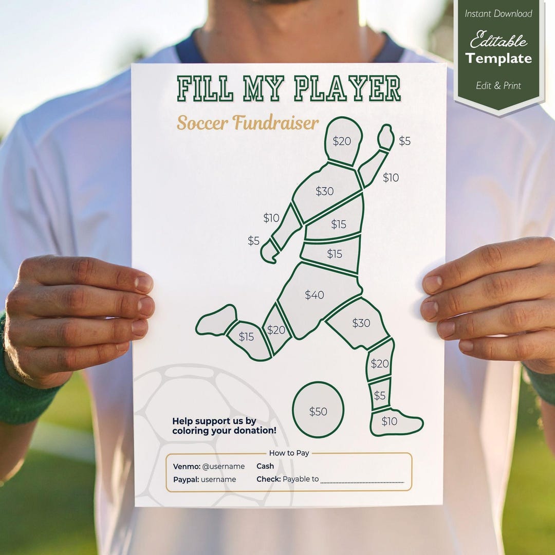Soccer Fundraiser Flyer Template | Fill My Player, Editable in Canva ...