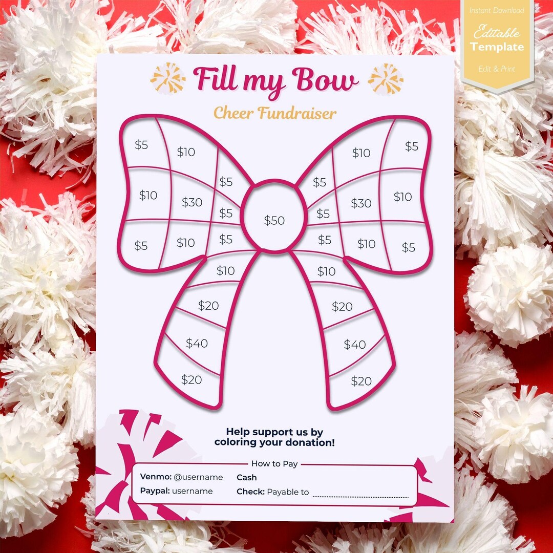 Cheer Fundraiser Template | Fill My Bow Editable Flyer for Donations ...