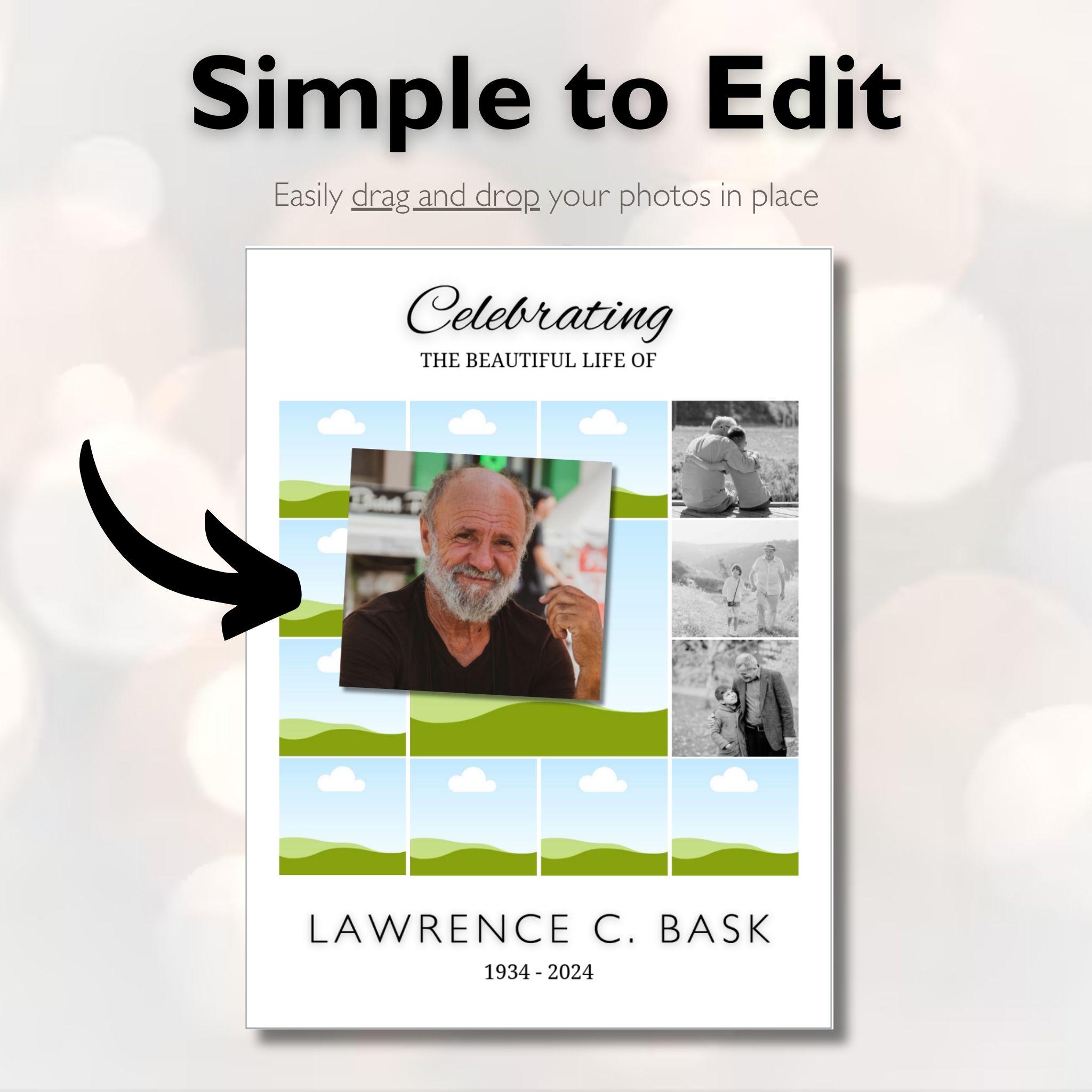 Funeral Photo Collage Template | Celebration of Life, Set of 5 (canva ...