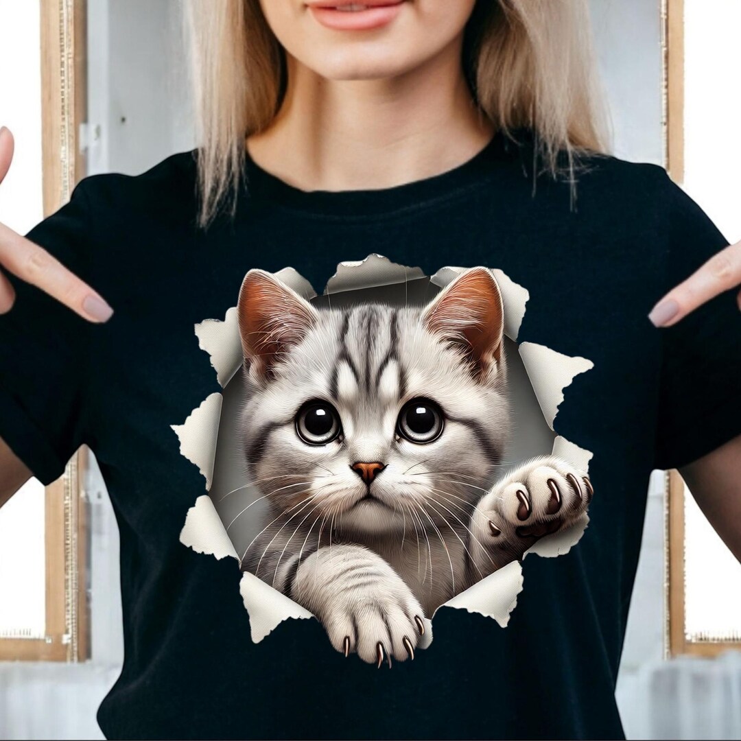 Cat Png Designs, Cute Cat Ripping Through Paper - Retro Coquette Png ...