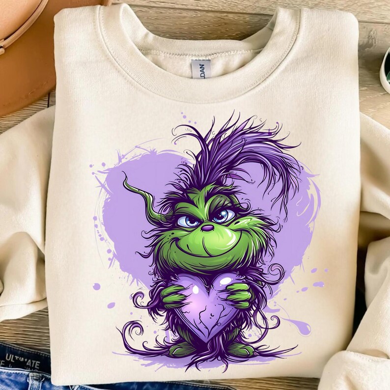 Love Grinch Png, Cute Grinch Png, Valentine Grinch Png, Purple Grinch Png, Funny Heart Png ...