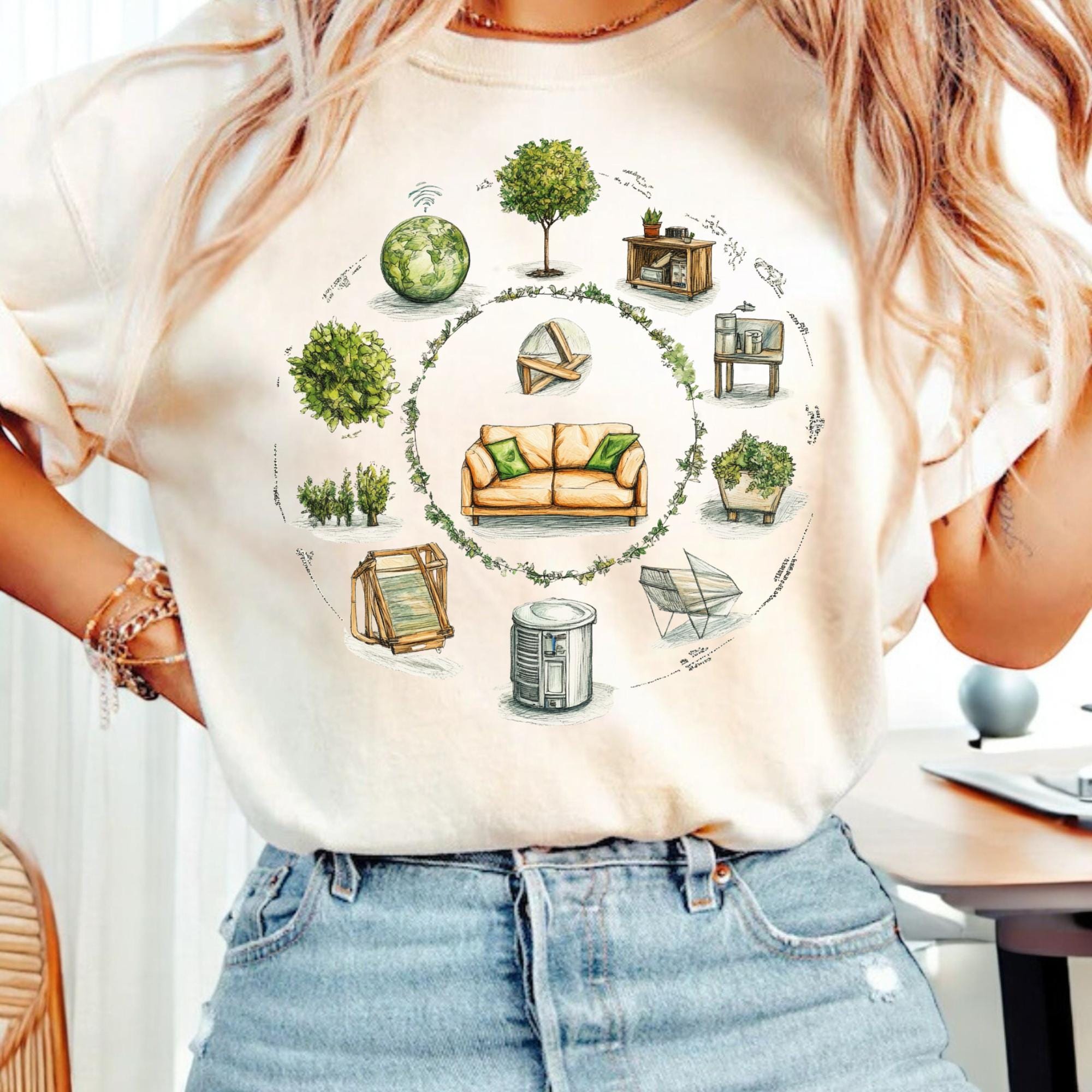 Sustainable Living Illustration: Eco-friendly Home Decor (digital Print ...